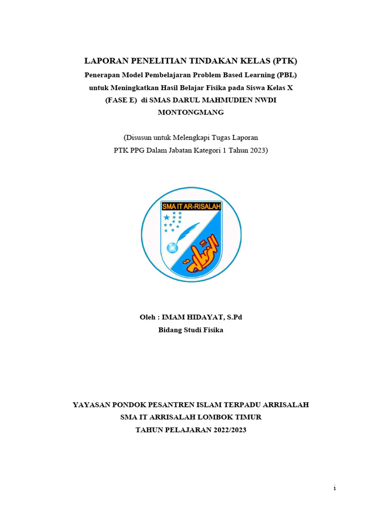 PTK Penerapan Model Pembelajaran Problem | PDF | Karier & Perkembangan