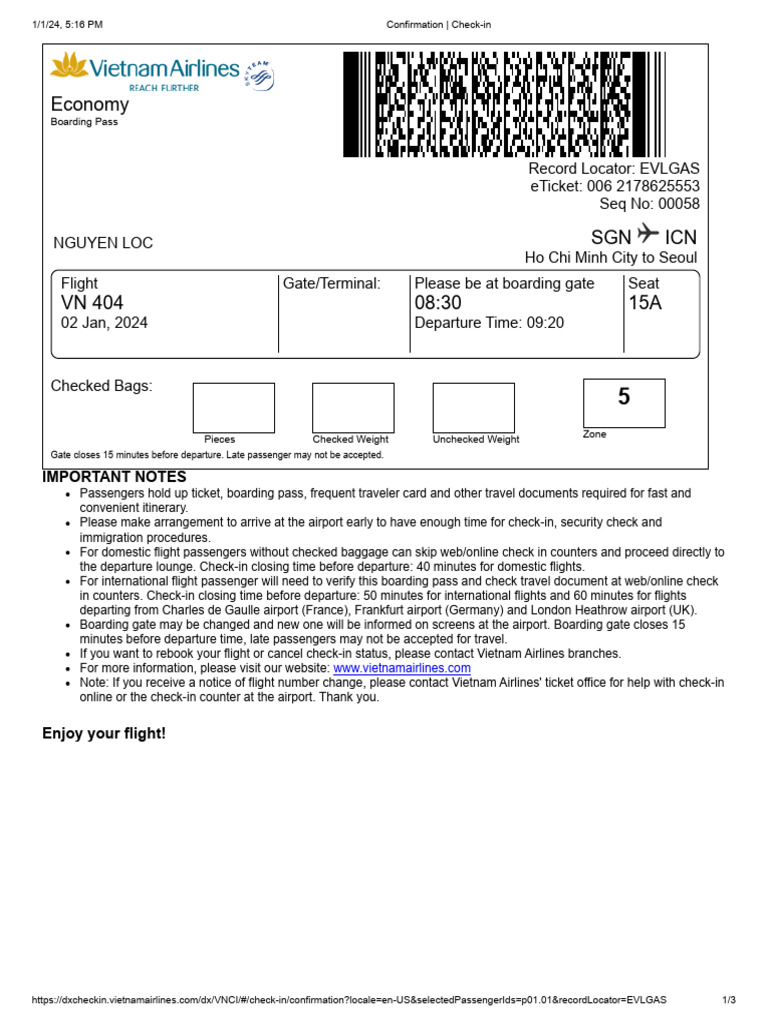 Confirmation-_-Check-in | PDF