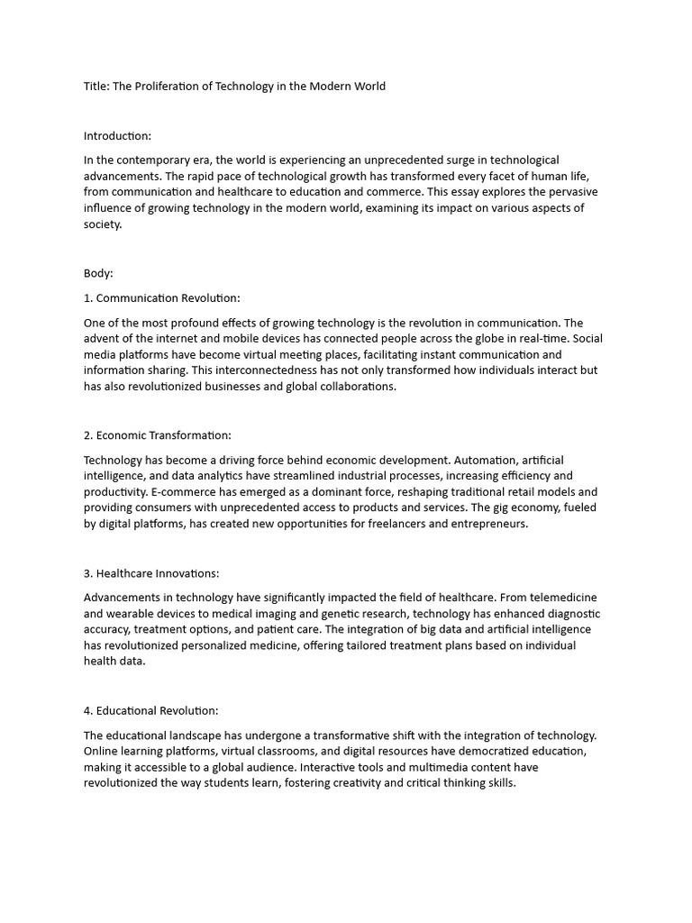 Tech's Impact on Modern Society | PDF | Politics | Computers