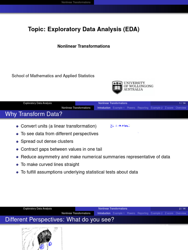 9 Nonlinear Transformations Annotated Pdf Data Analysis Standard Score 