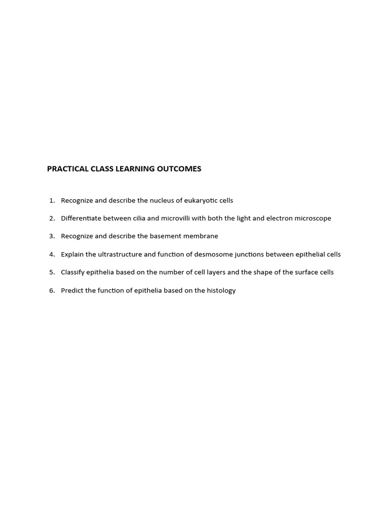 Ultrastructure And Epithelial Tissue Histology Prac Notes Meds2005 2022