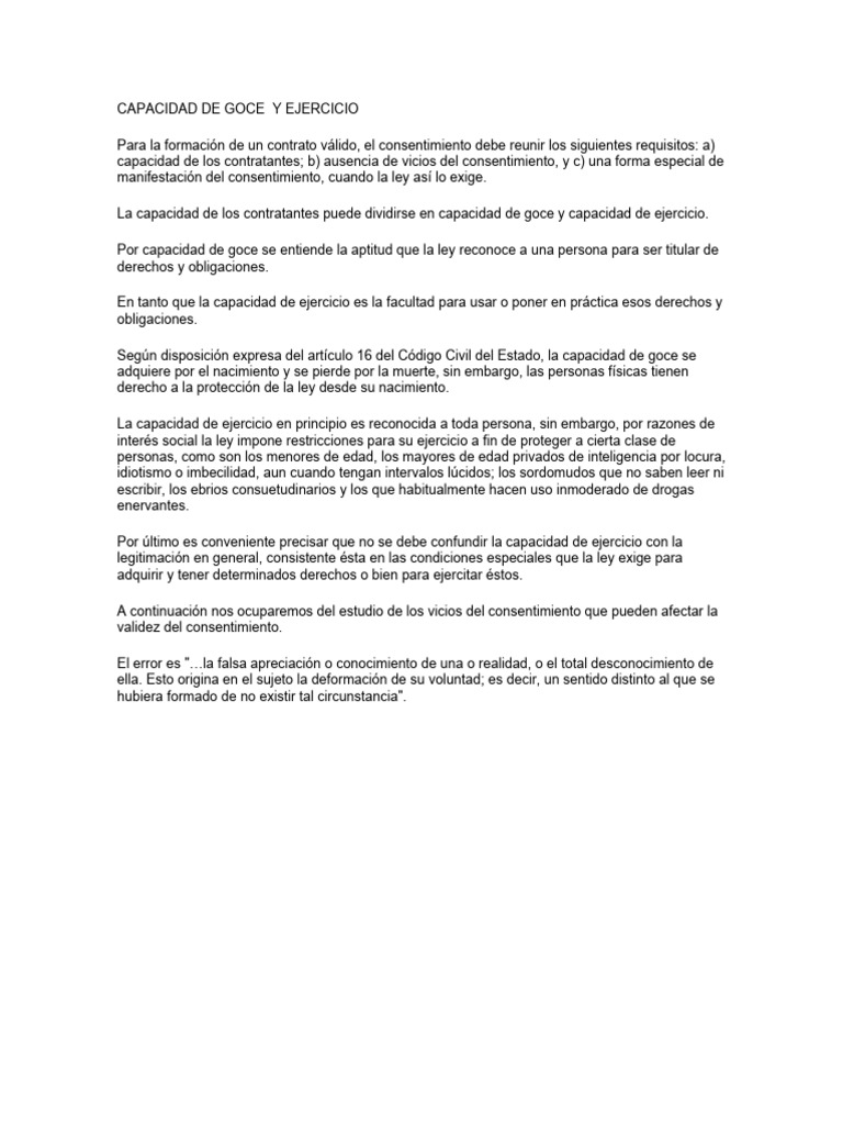 Capacidad de Goce y Ejercicio | PDF