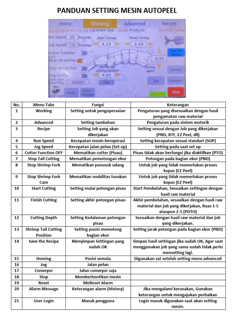 Sauqi - Panduan Setting Mesin Autopeel | PDF