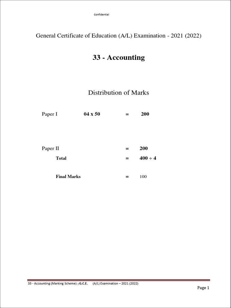 2021-AL-Accounting-Marking-Scheme-English-Medium | PDF