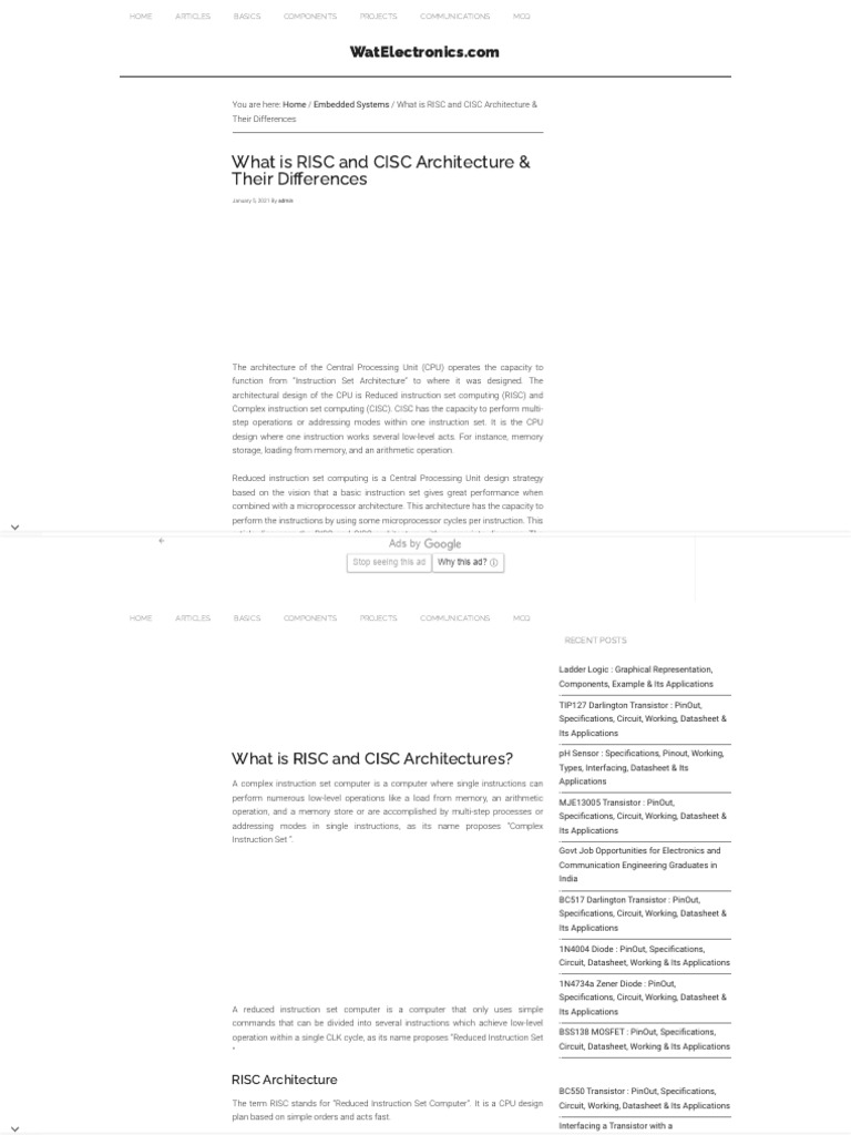 RISC vs CISC Architecture Explained | PDF