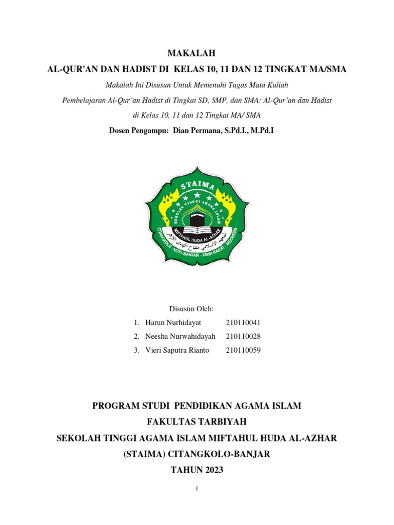 Qurdis Kelompok 12 HRN, Vri, Nsha Ok | PDF