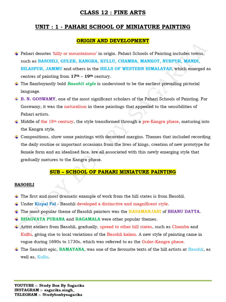 Pahari Miniature Painting Overview | PDF | Paintings | Plastic Arts