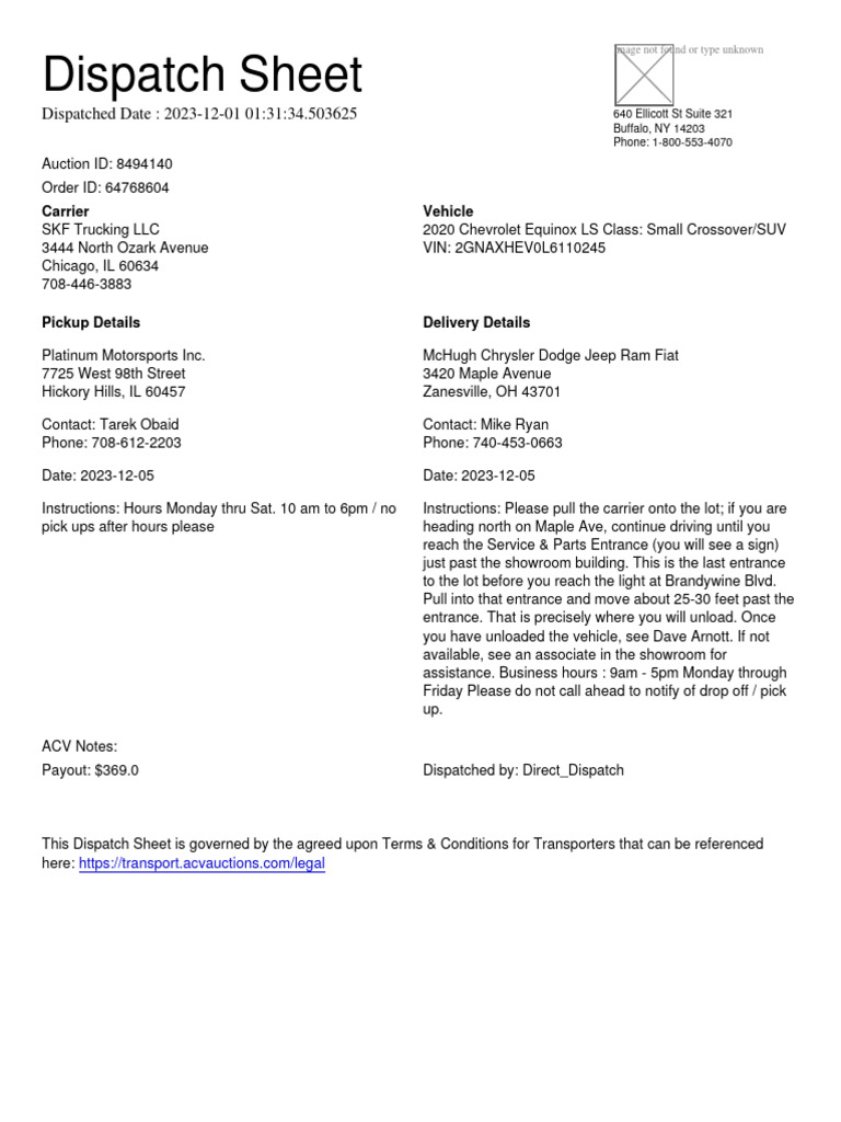 DispatchSheet 8494140 | PDF