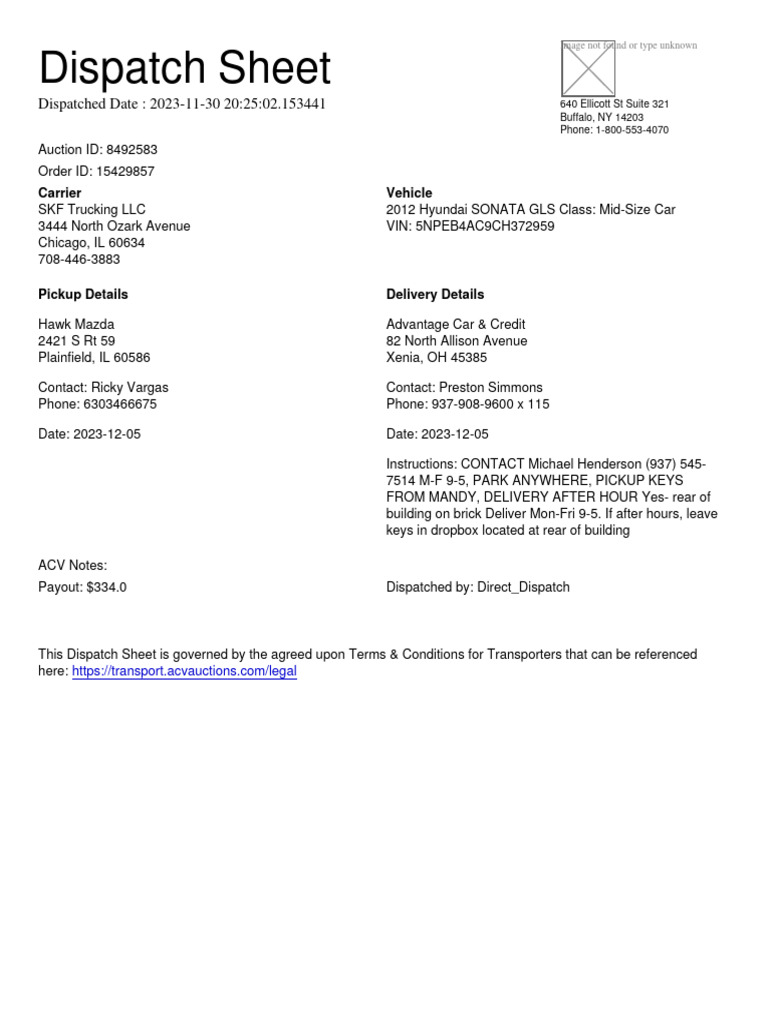 DispatchSheet 8492583 | PDF