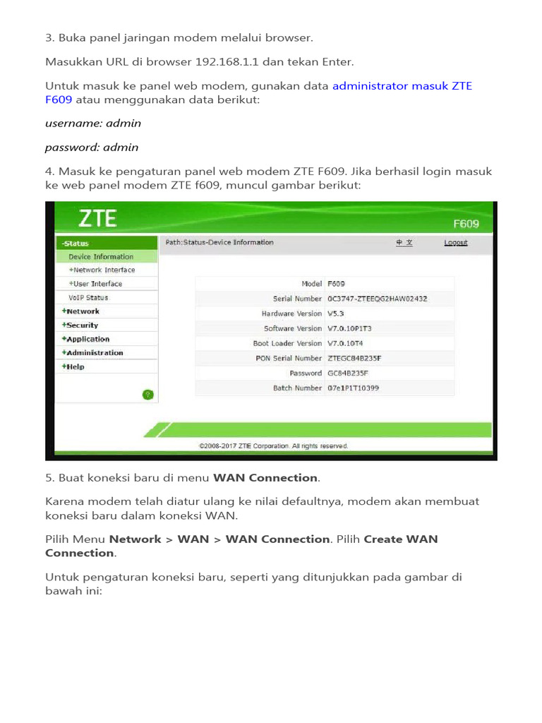 Seting Mode Zte f9 | PDF