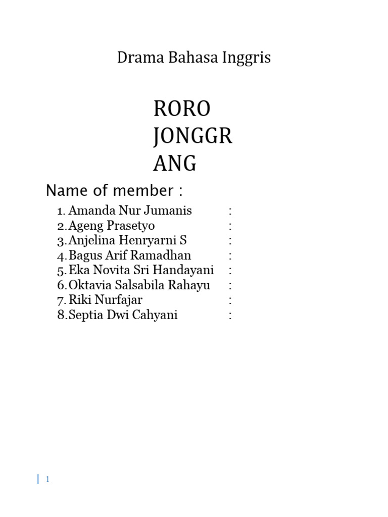 RORO JONGGRANG DIALOG | PDF