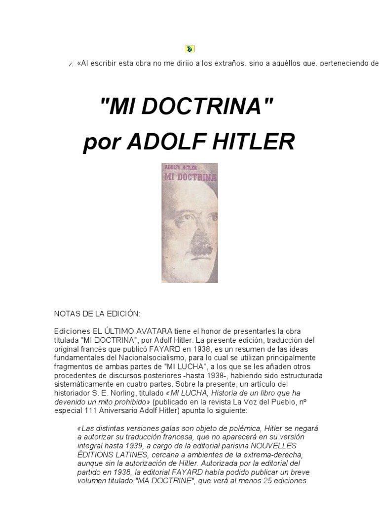 "Mi Doctrina" de Adolf Hitler | PDF | Democracia | Ideologías políticas