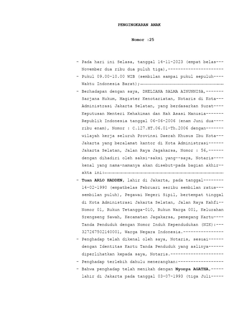 Akta Pengingkaran Anak | PDF