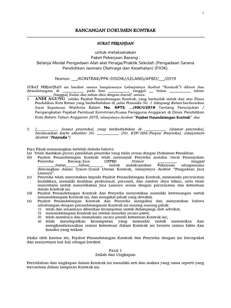 Rancangan KONTRAK DISDIK | PDF