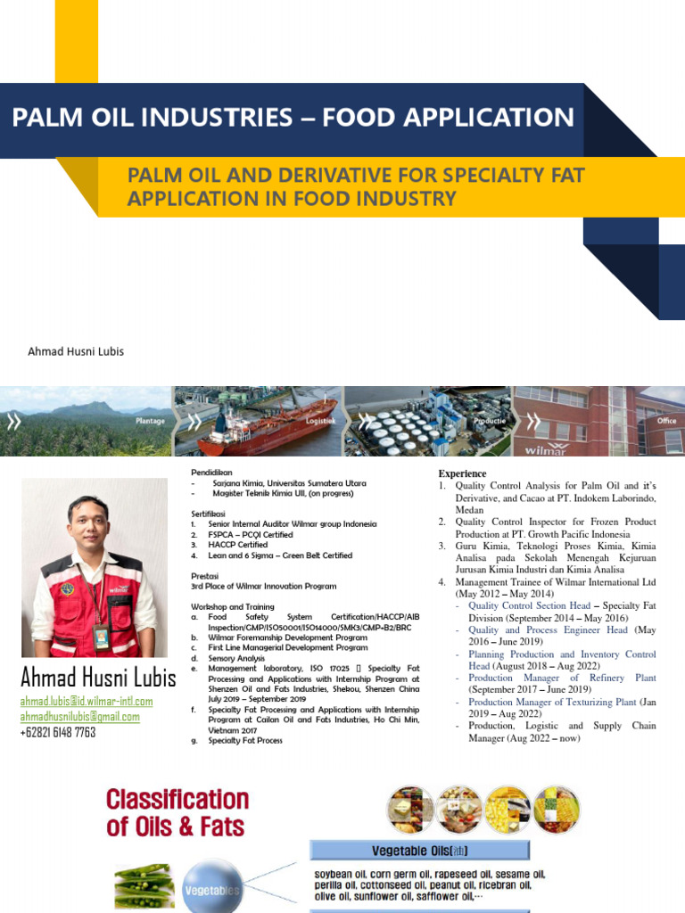 Webinar Peranan Edible Oil Derivative Pada Food Industry | PDF