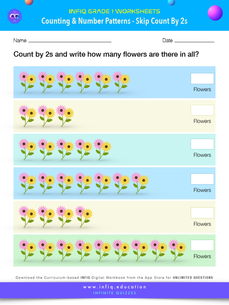 Counting & Number Patterns - Skip Count by 2s: Count by 2s and Write ...