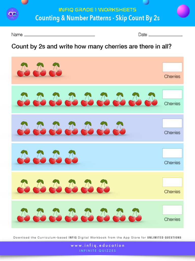 Counting & Number Patterns - Skip Count by 2s: Count by 2s and Write ...