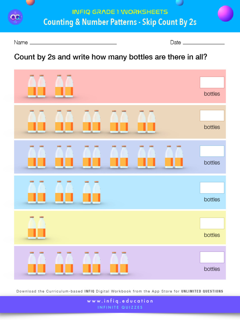 Counting & Number Patterns - Skip Count by 2s: Count by 2s and Write ...