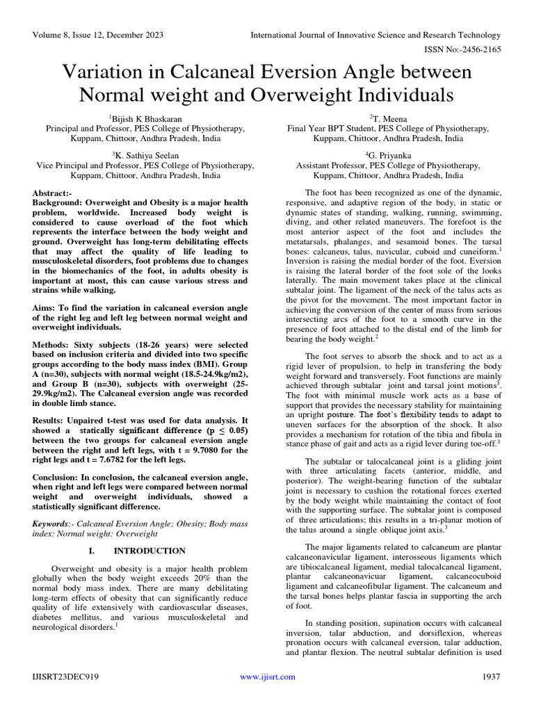 Calcaneal Eversion in Weight Groups | PDF | Self-Improvement | Wellness