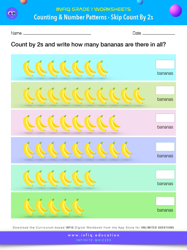 Counting & Number Patterns - Skip Count by 2s: Count by 2s and Write ...