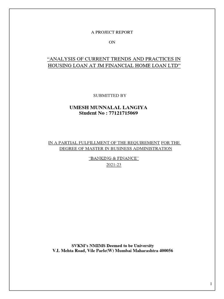 Project Banking and Finance Mba 4TH Sem | PDF