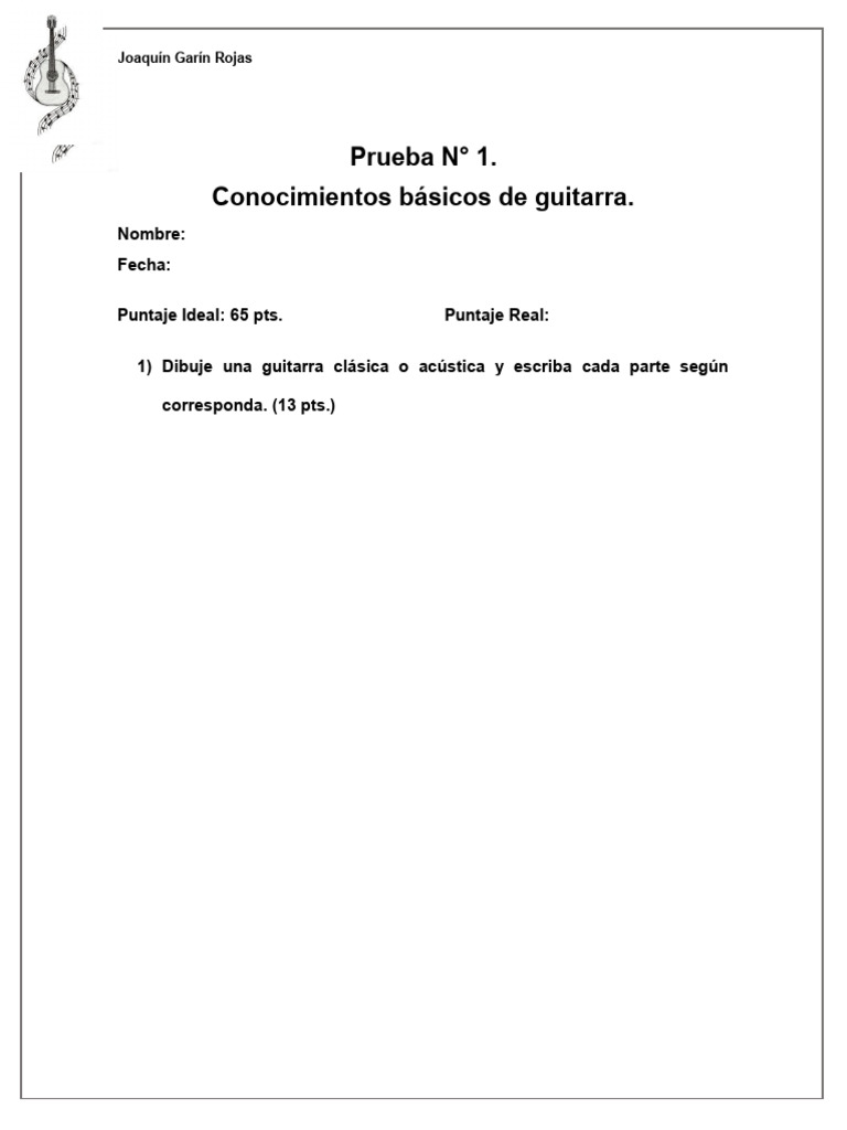Prueba N 1 de Guitarra Nueva | PDF