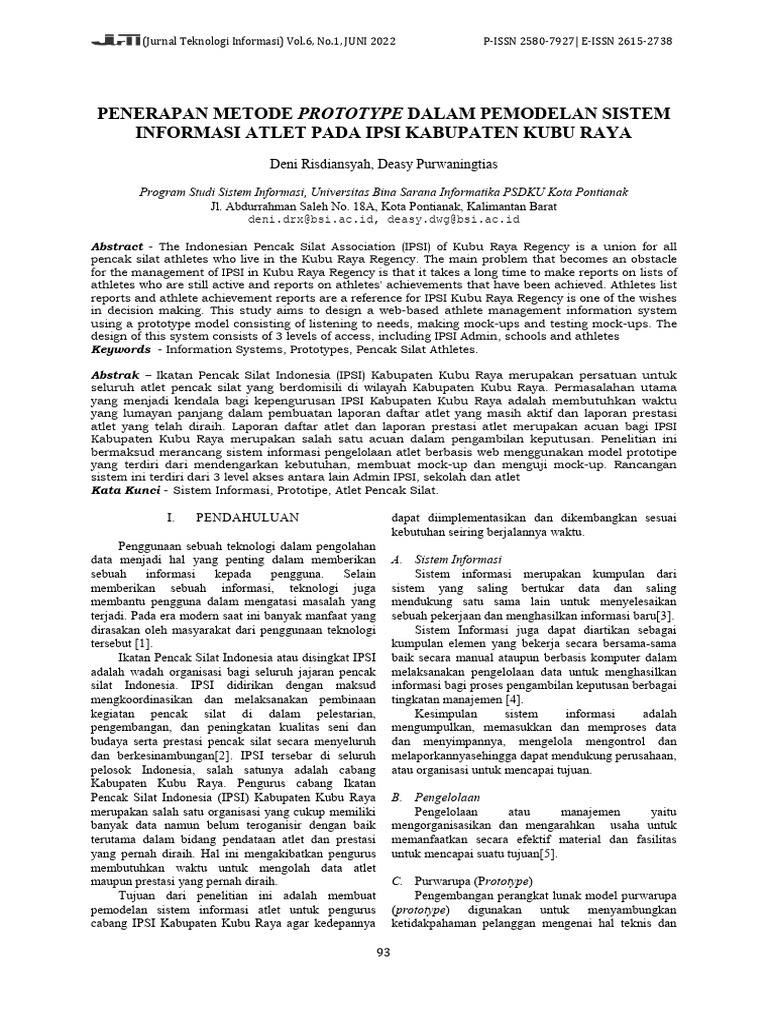 Penerapan Metode Prototype Dalam Pemodelan Sistem Informasi Atlet Pada ...