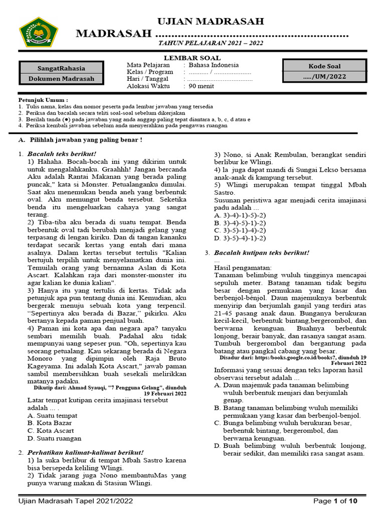 MASTER SOAL, Mapel | PDF