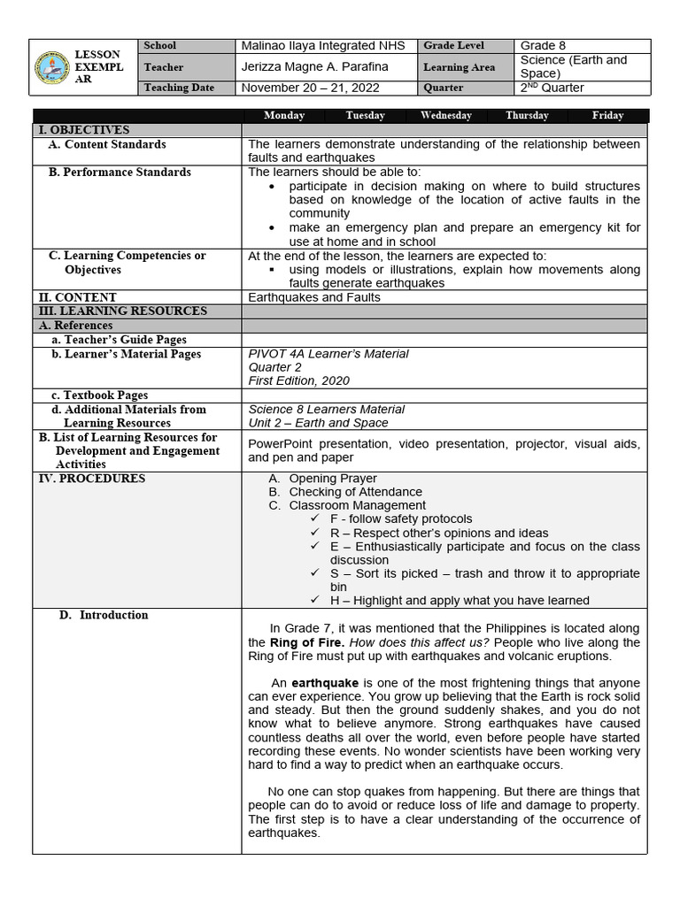 Lesson Plan W2 | PDF