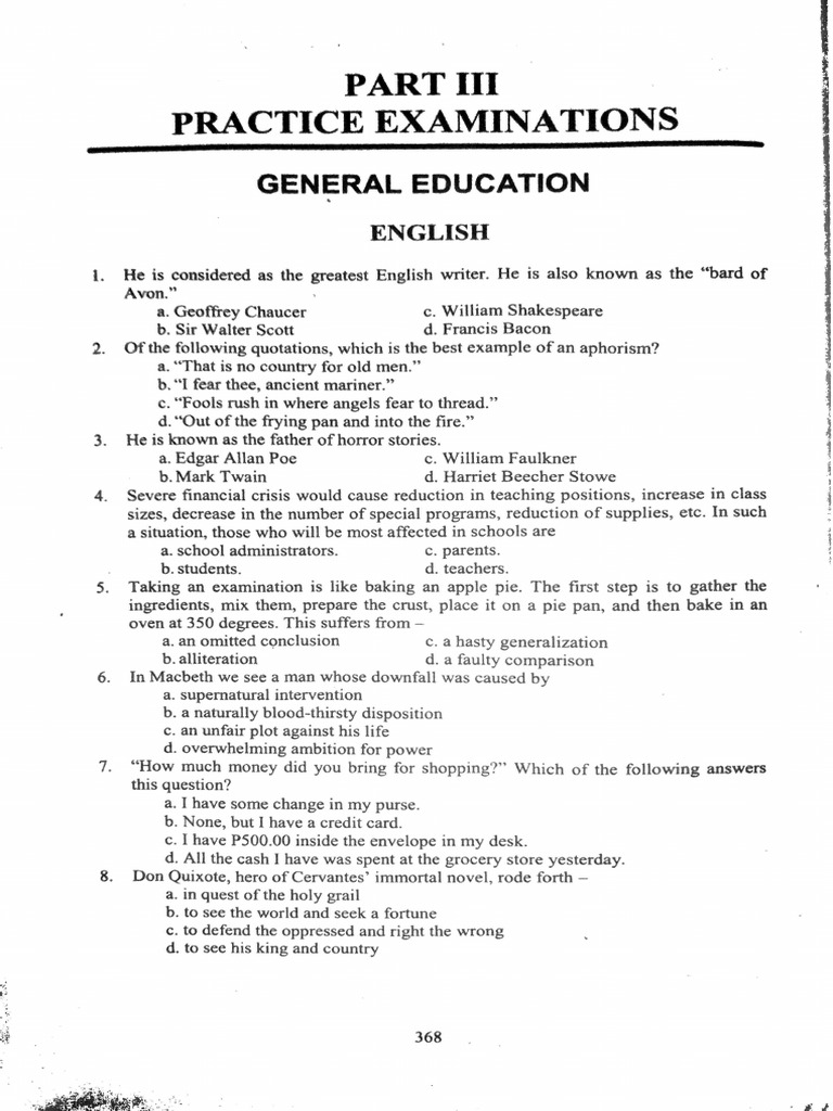 LET Review Questions (English) | PDF