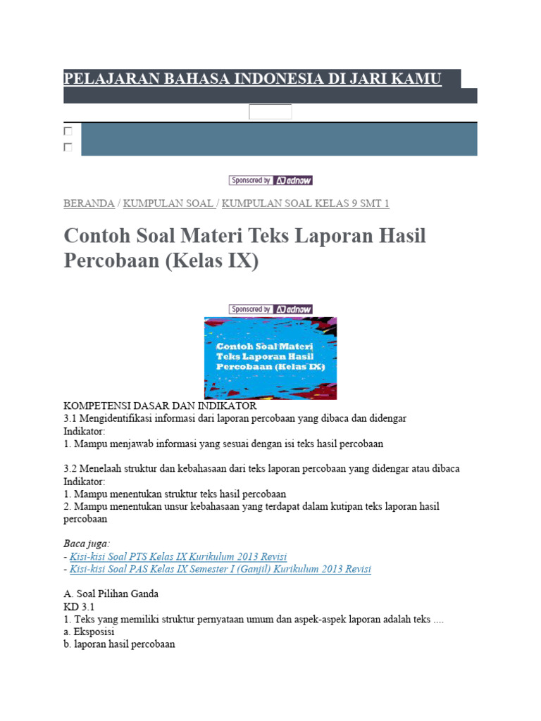 Soal Teks Percobaan | PDF | Komputer