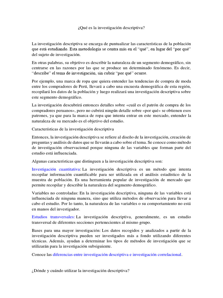 Qué Es La Investigación Descriptiva | PDF