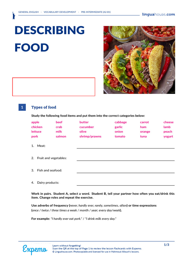 describing-food-american-english-teacher-ver2-các trang đã xóa | PDF