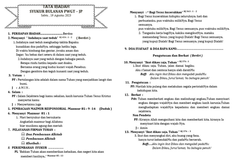 Ibadah Syukur Bulanan | PDF Ibadah Syukur Bulanan | PDF
