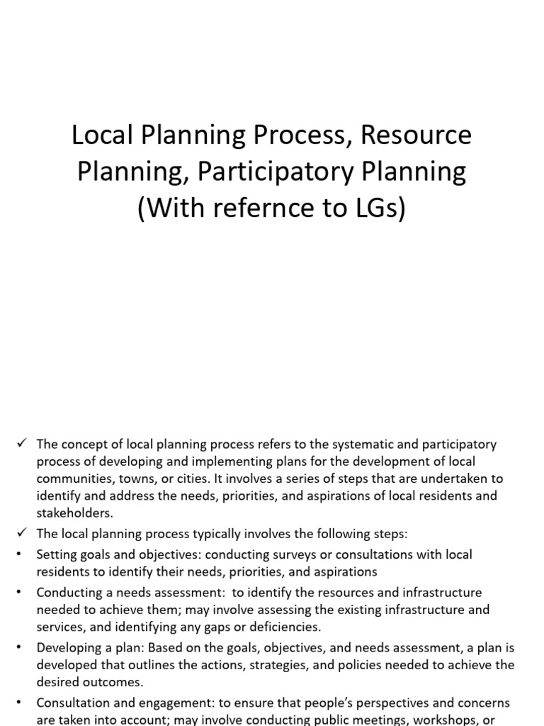 Local Planning Process Overview | PDF | Needs Assessment | Governance