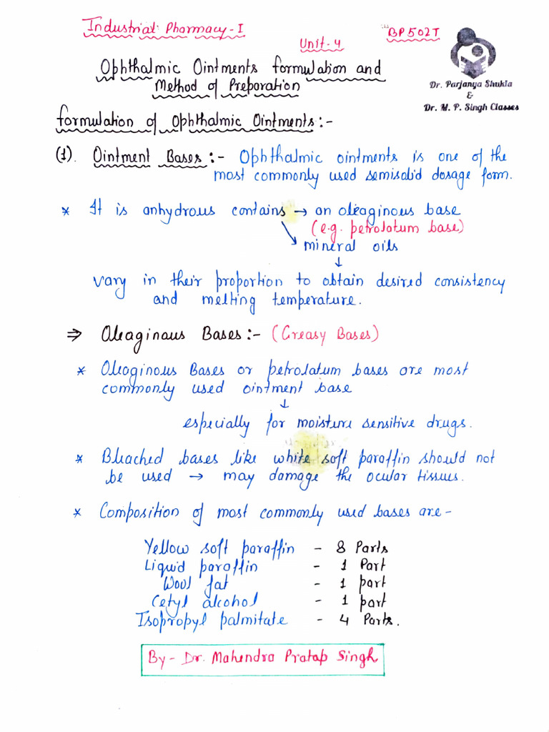 Formulation Preparation of Ophthalmic Ointments | PDF