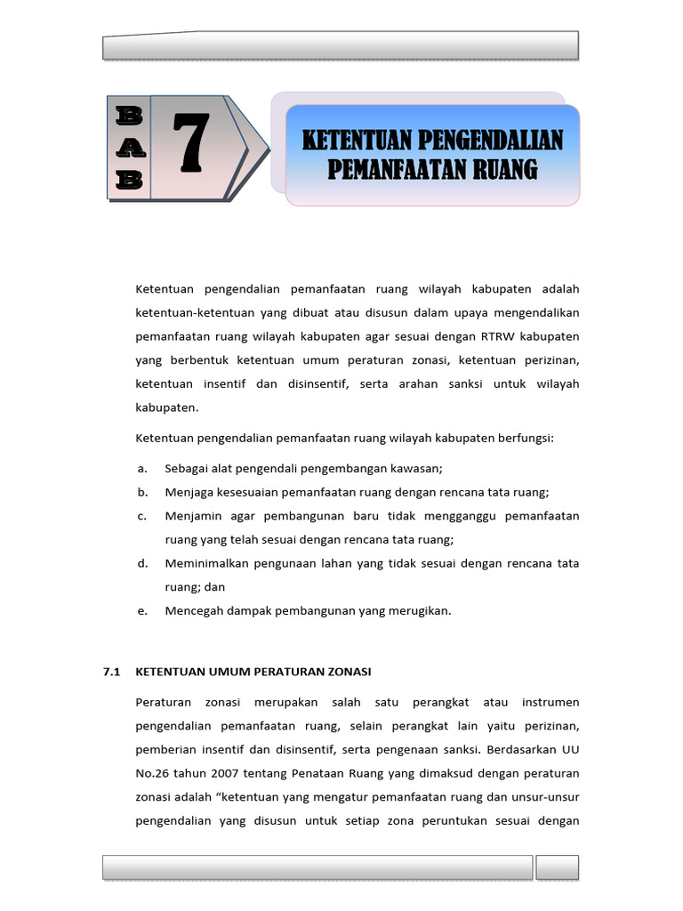 BAB 7 - Ketentuan Pengendalian Pemanfaatan Ruang - New | PDF
