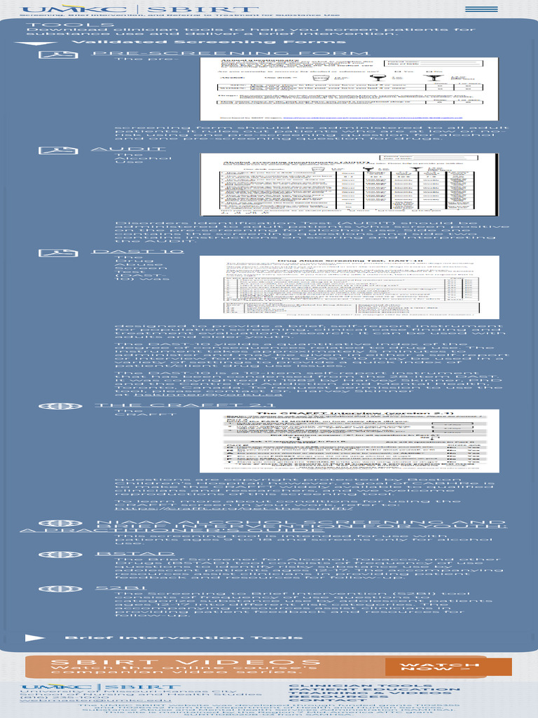Clinician Tools - SBIRT For Substance Abuse | PDF | Self-Improvement ...