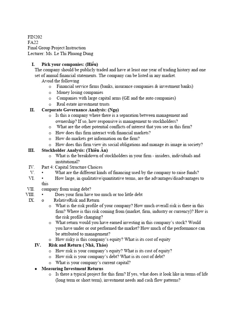 FIN202 Group Project | PDF
