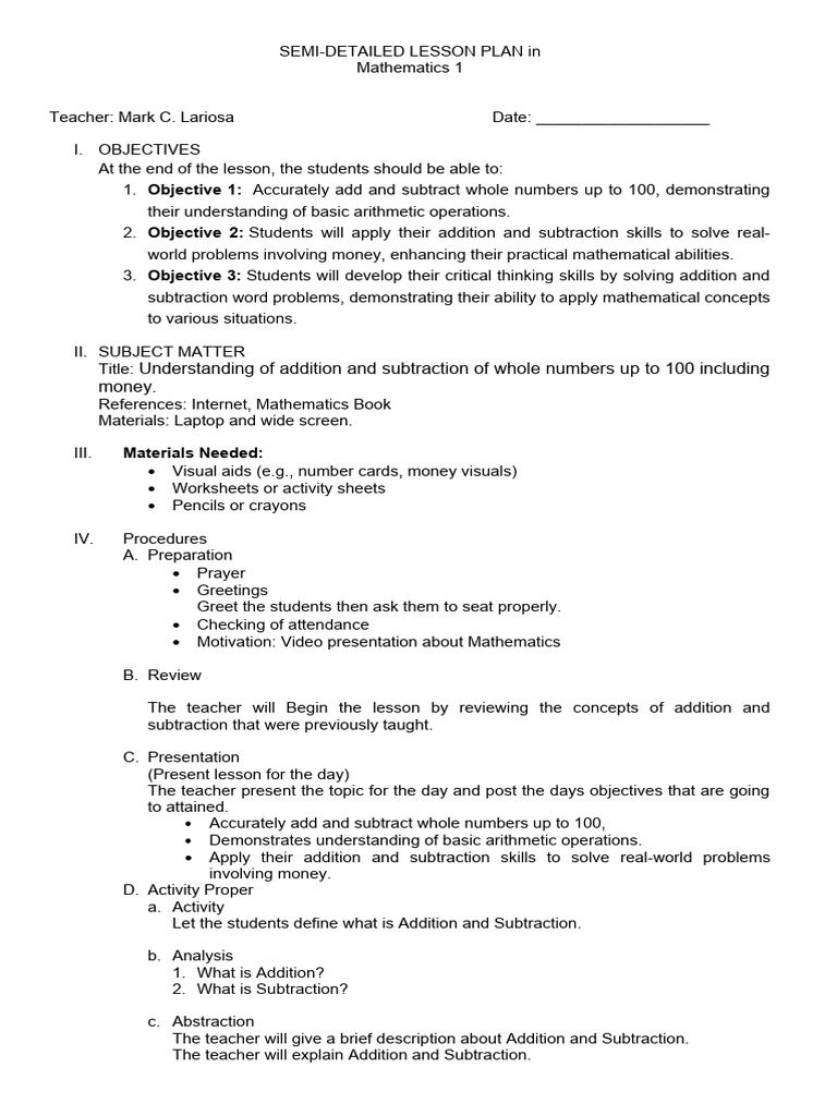 SEMI Detailed Lesson Plan Format Autosaved | PDF