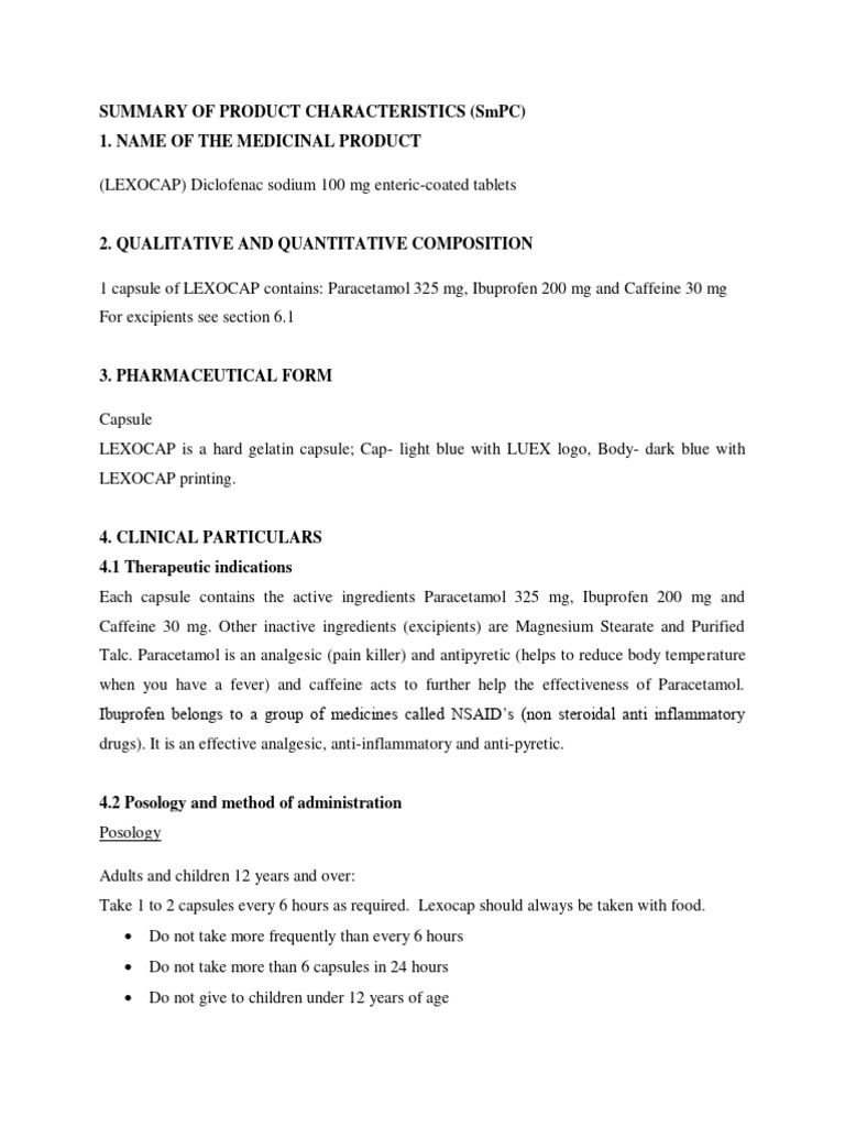 Lexocap 100mg Enteric-Coated Tablets (Diclofenac Sodium) | PDF