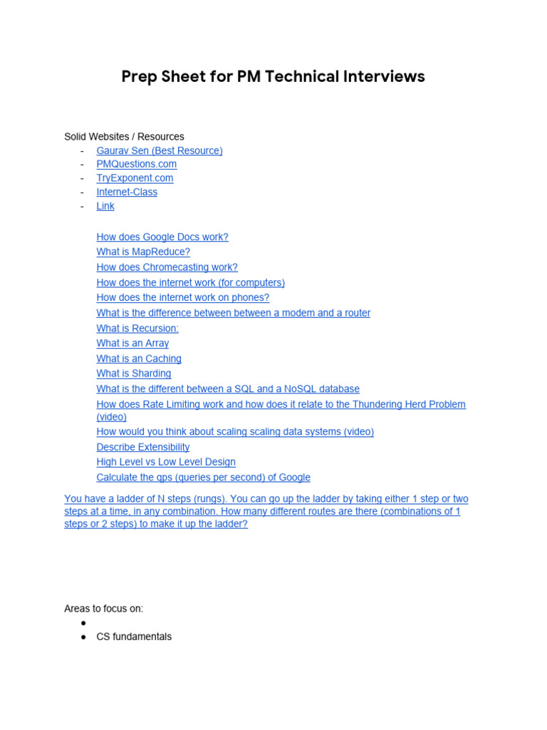 BMS Prep For The Tech PM Interview | PDF