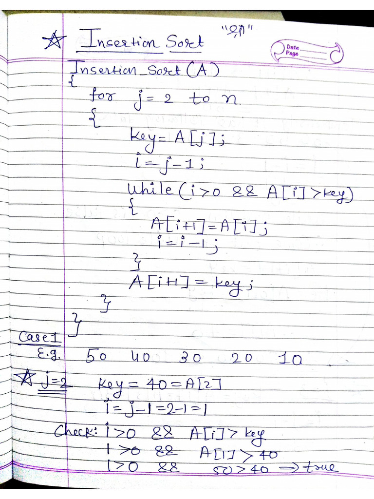 1 Insertion Sort Tracing Pdf 