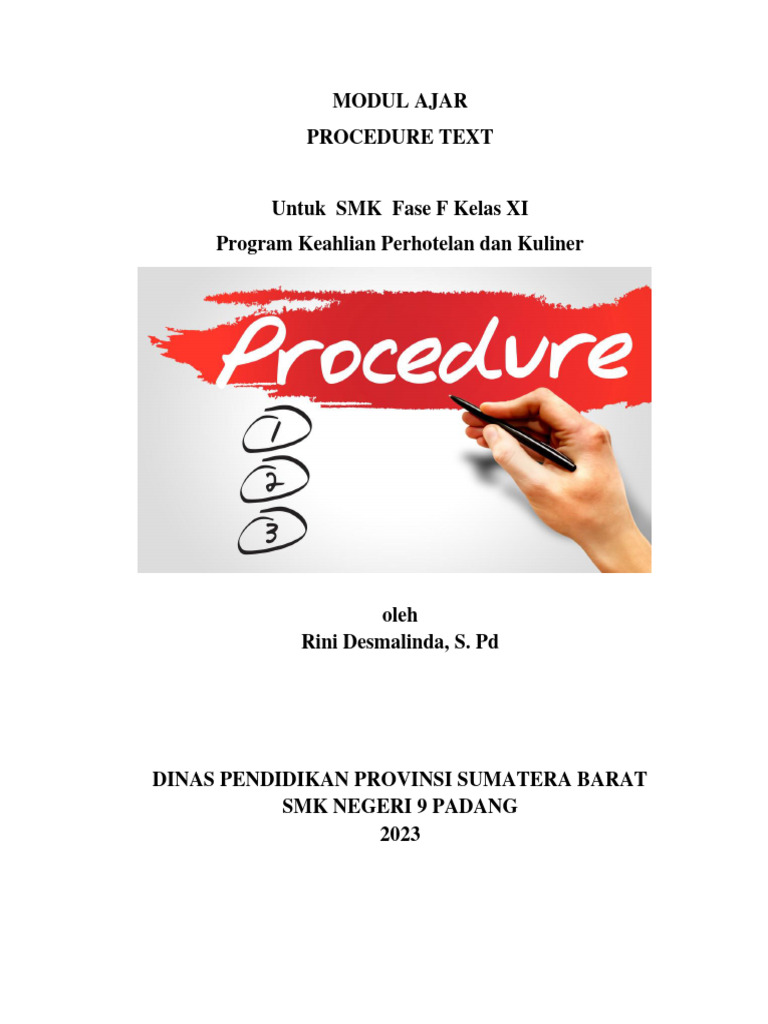 Modul Ajar Bahasa Inggris - Mengidentifikasi Procedure Text - Fase F | PDF