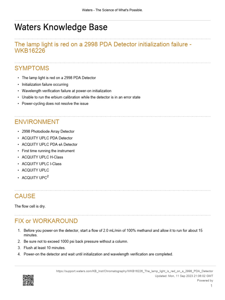 2998 PDA Detector Initialization Issues | PDF | High Performance Liquid ...
