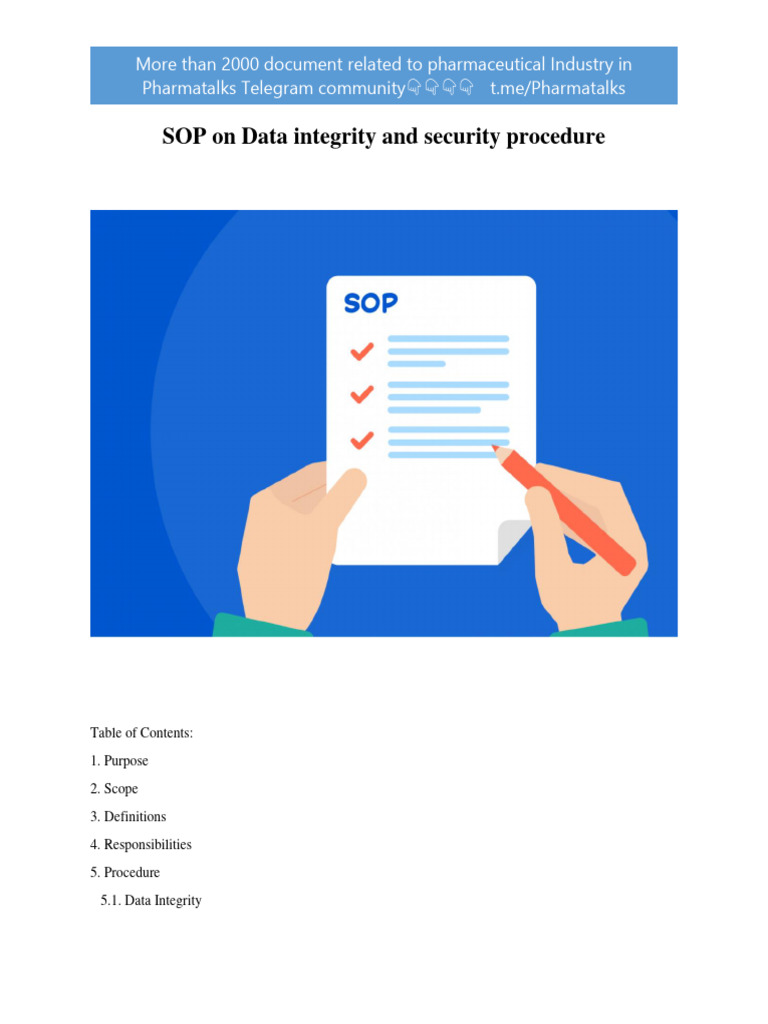 SOP On Data Integrity and Security Procedure | PDF | Information Security | Access Control