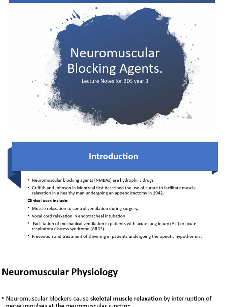 4.neuromuscular Blocking Agents For BDS 3 | PDF | Neuromuscular ...