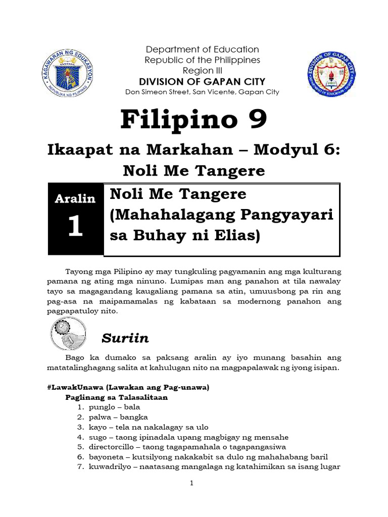 Filipino 9 4th Quarter Module 6 ELIAS | PDF