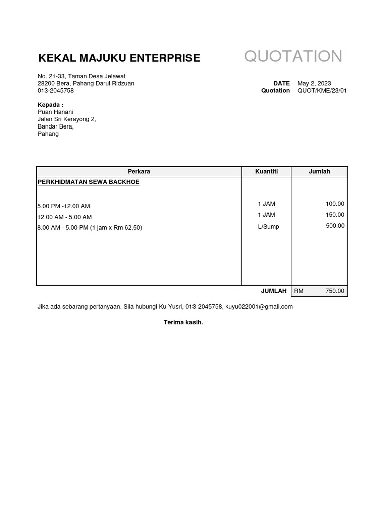 Contoh Quotation | PDF