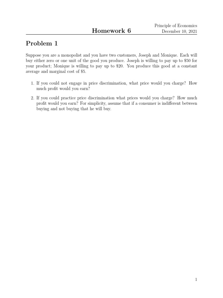 Principle - of - Econ - HW6 (Solution) | PDF
